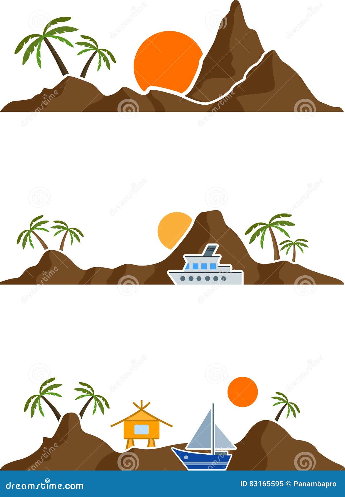 Insel vektor abbildung. Illustration von flach, bungalow - 83165595