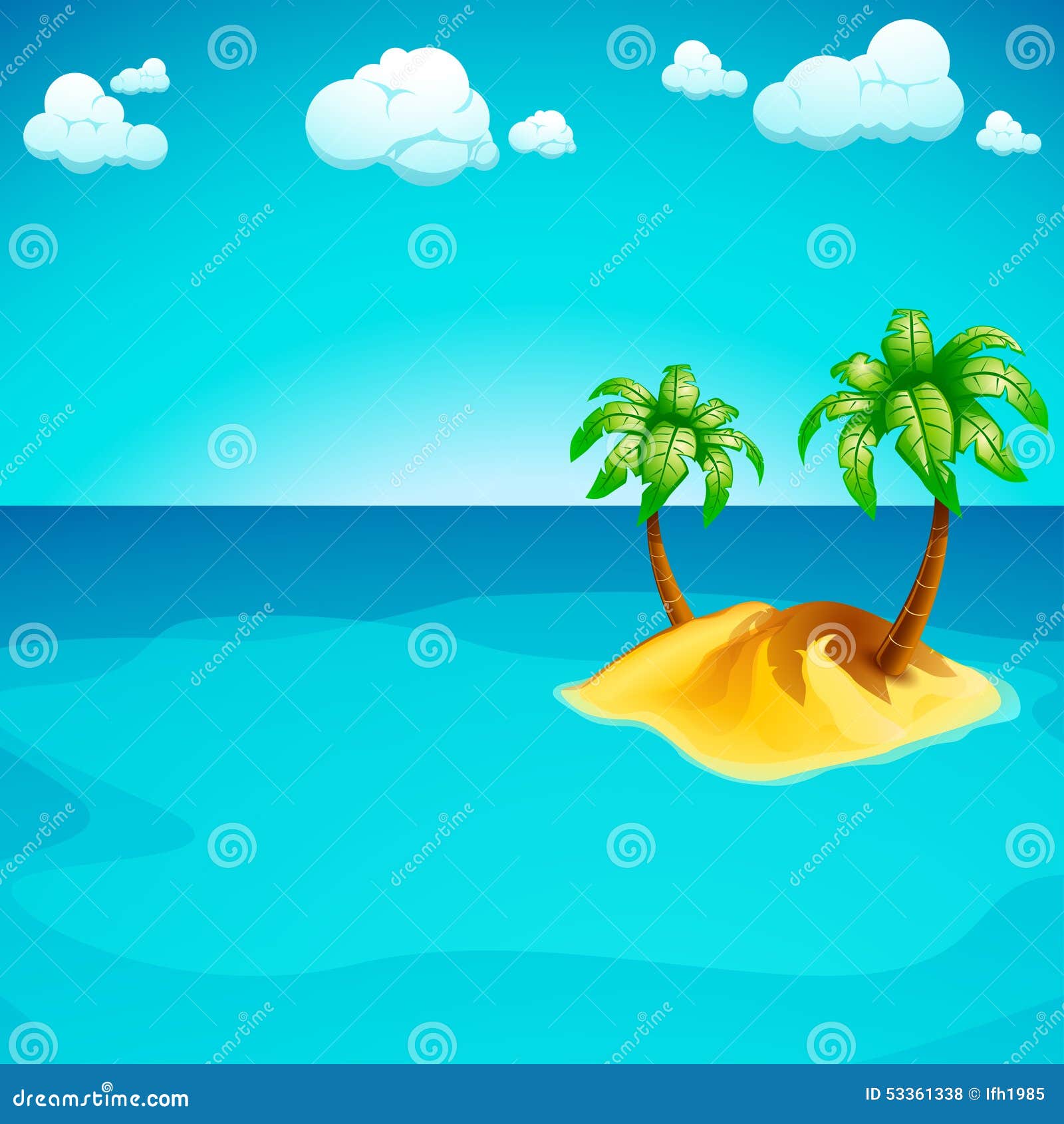 Insel im Meer vektor abbildung. Illustration von hintergrund - 53361338