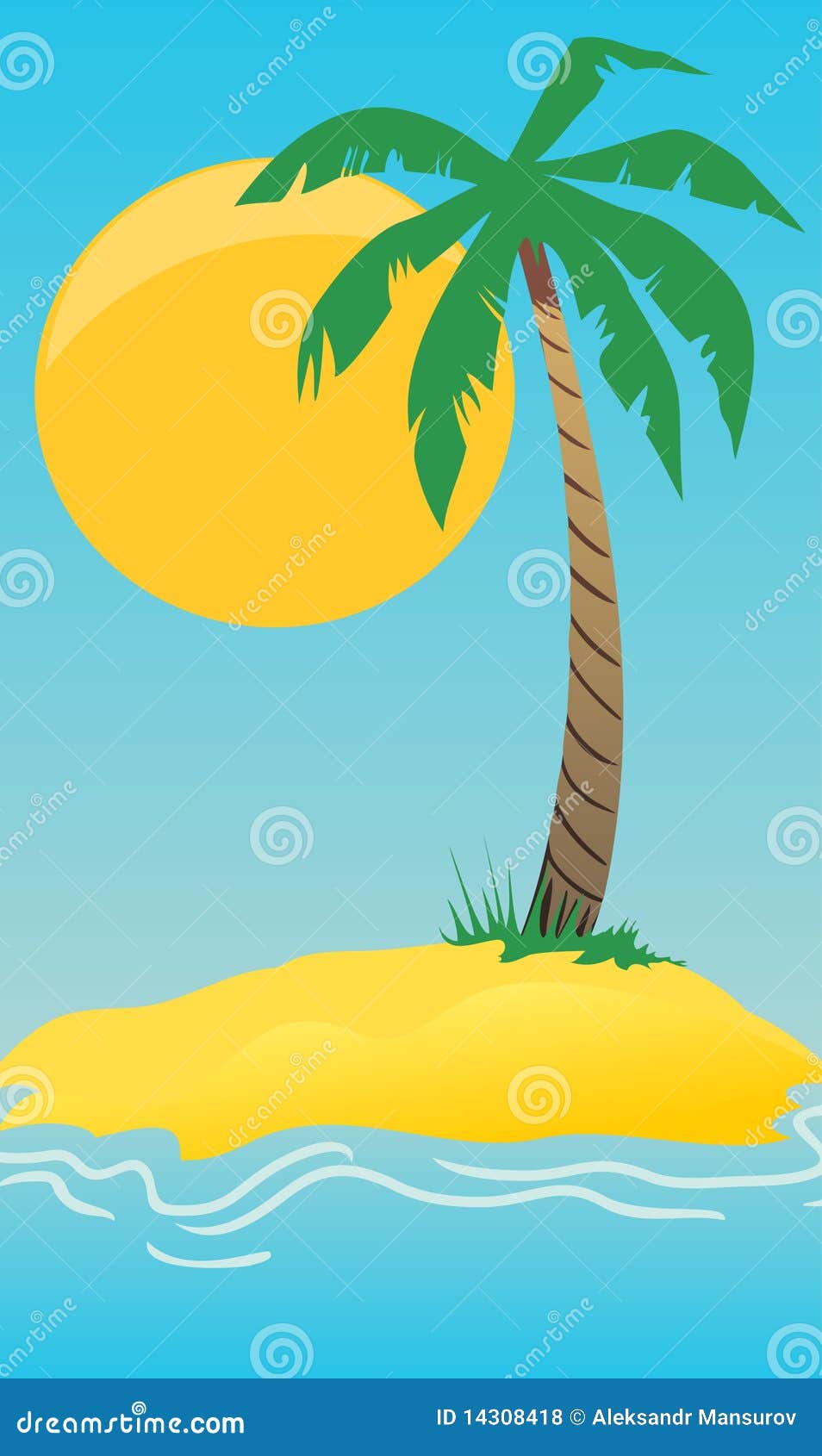 Insel mit einer Palme vektor abbildung. Illustration von sand - 14308418