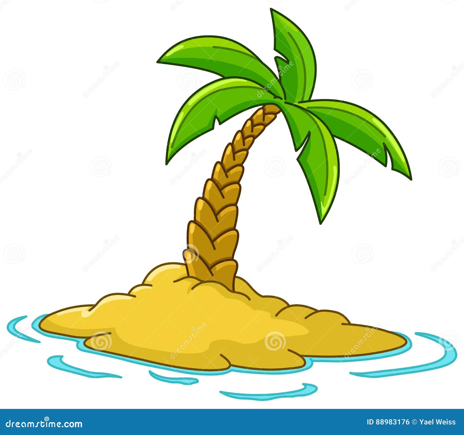 Insel mit Palme vektor abbildung. Illustration von strand - 88983176