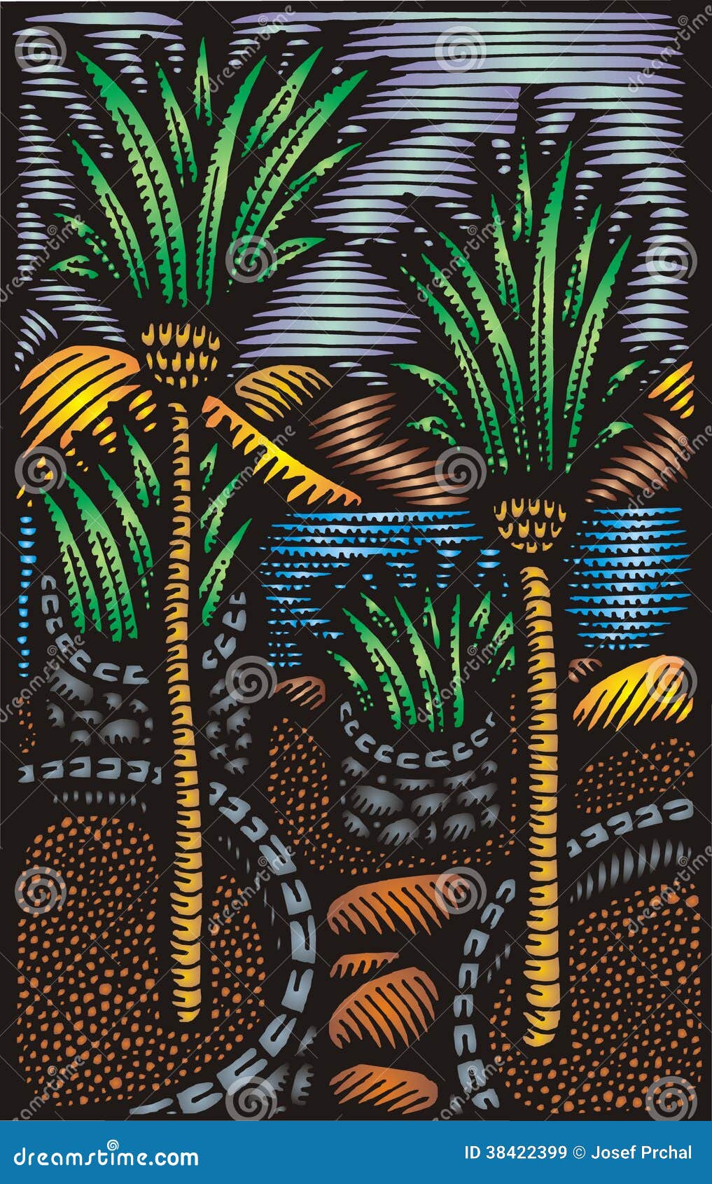 Insel mit Palme treeses vektor abbildung. Illustration von strand ...