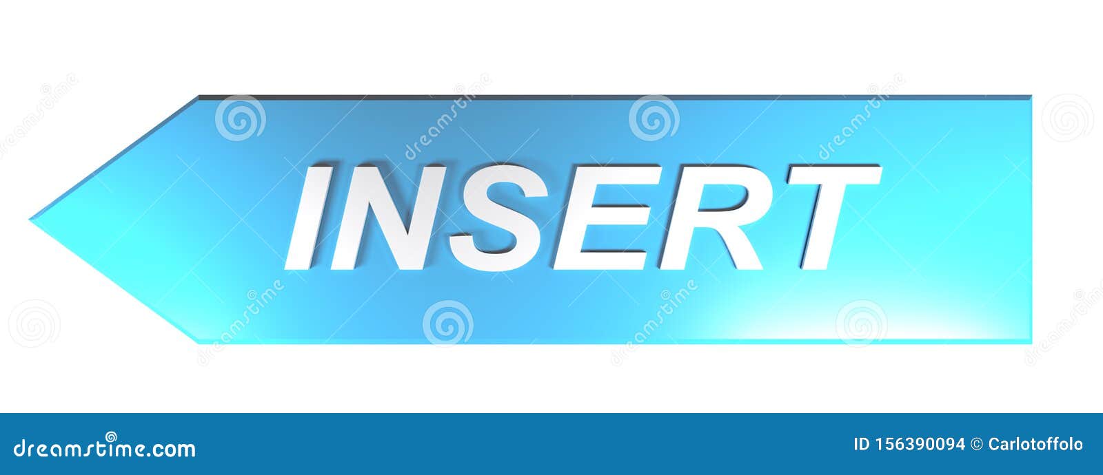 INSERT Blue Arrow Push Button To Left - 3D Rendering Illustration Stock ...