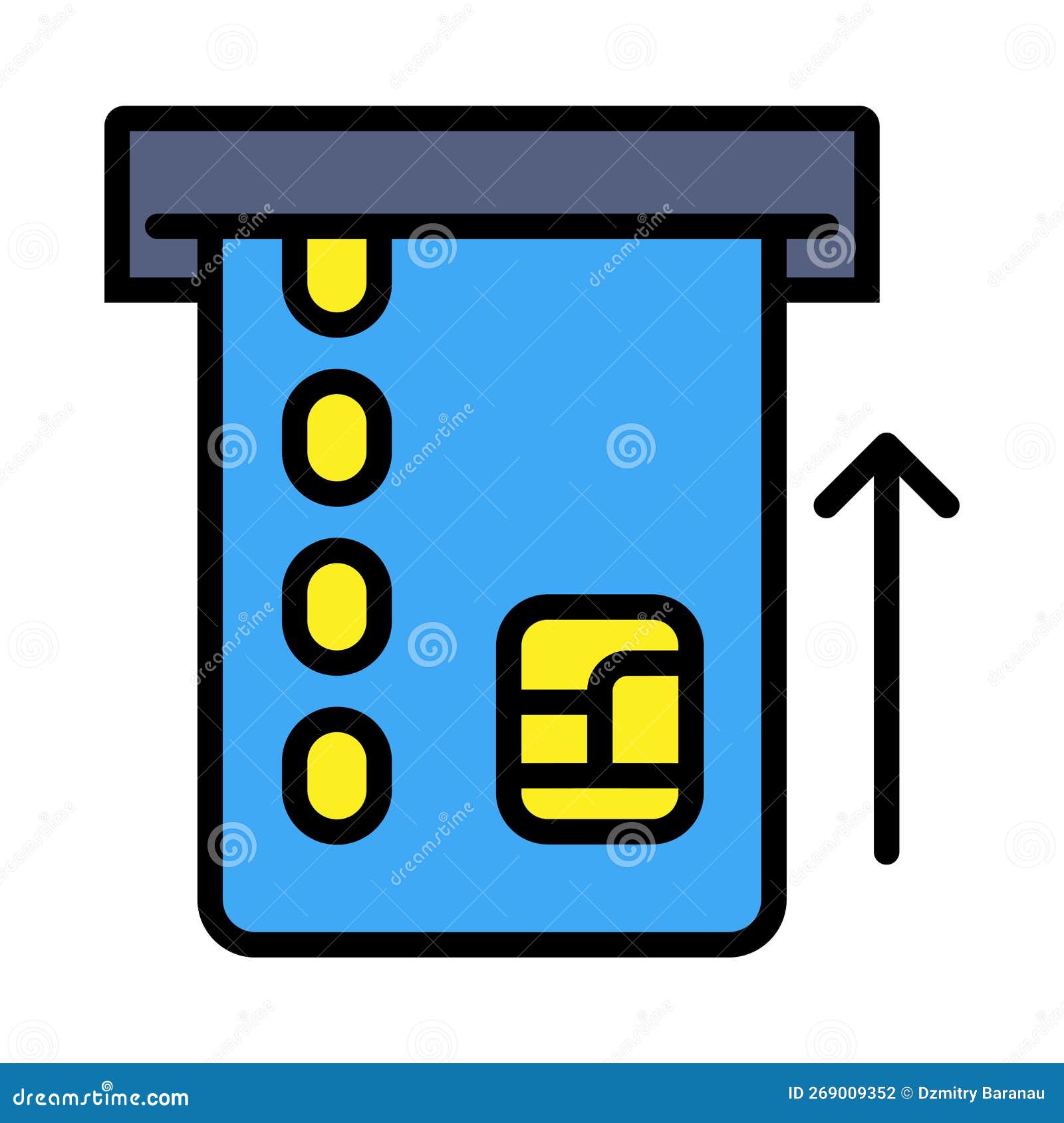 Insert Card Icon Line Isolated on White Background. Black Flat Thin ...