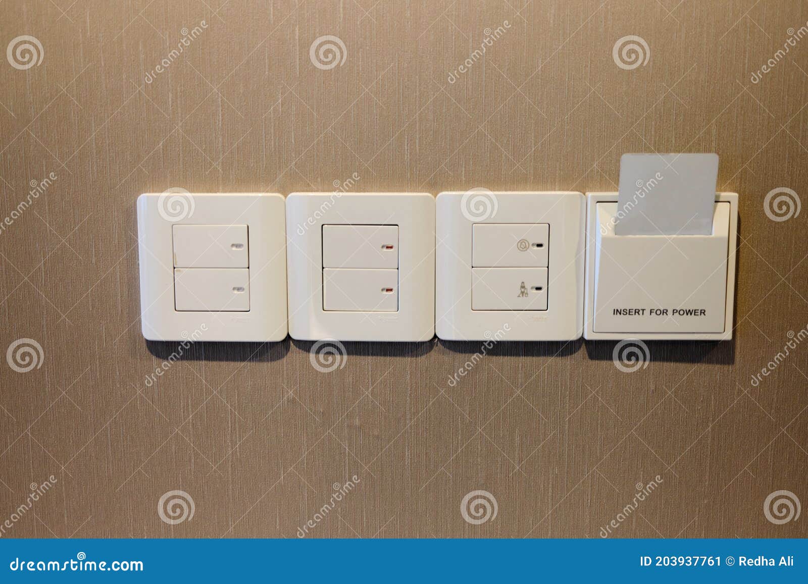 Insert Card for Power Lights Switch at the Hotel Stock Image - Image of ...
