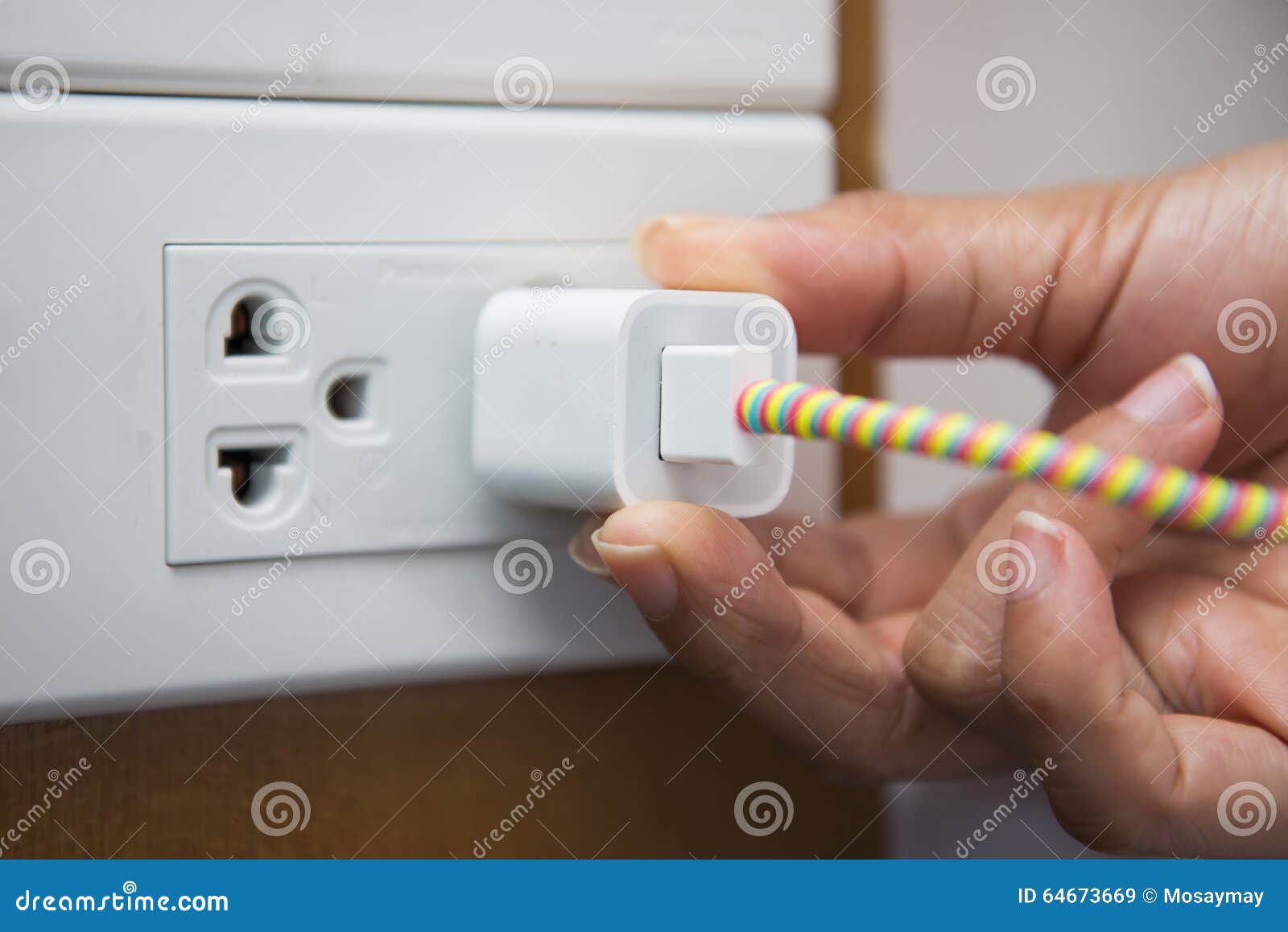 Insert Charger into Wall Outlet Stock Image - Image of mobile, plug ...