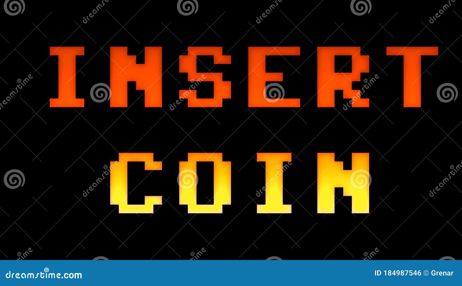 Insert coin 8bit retro stock illustration. Illustration of arcade ...