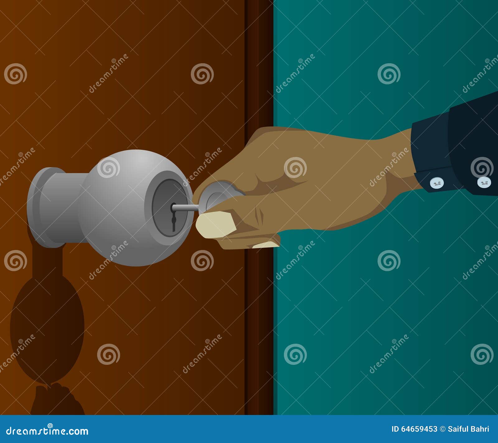 Insert the Key into the Door Handle Stock Vector - Illustration of lock ...