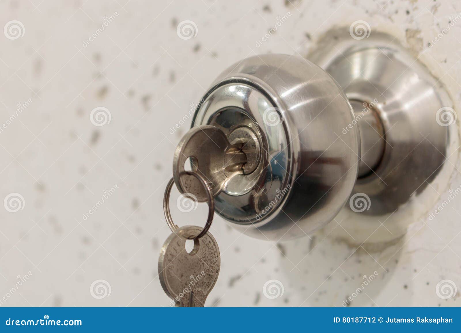 Insert Key into Lock (closeup) Stock Photo - Image of object, blue ...