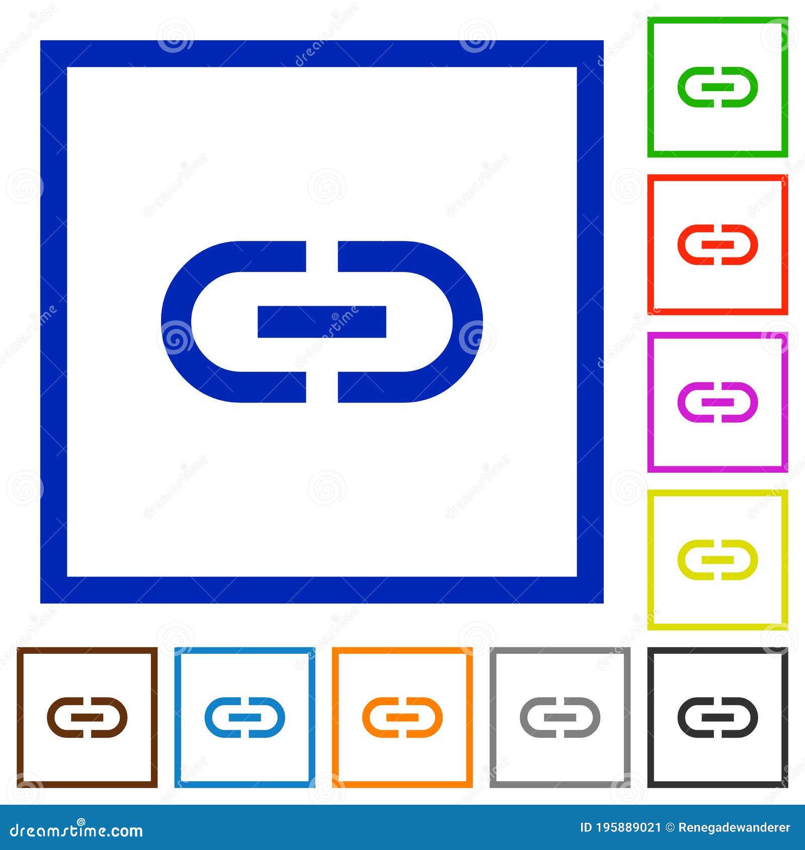 Insert Link Flat White Icons In Square Backgrounds Vector Illustration ...