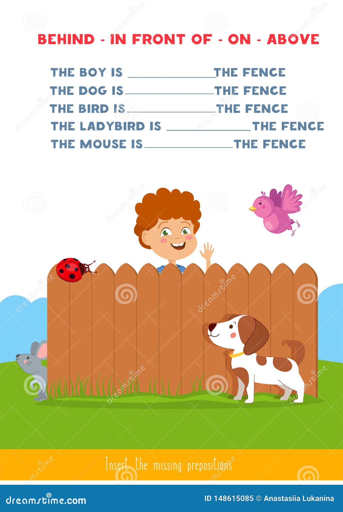 Insert the Missing Prepositions Stock Vector - Illustration of kids ... Insert the Missing Prepositions Stock Vector - Illustration of kids ...