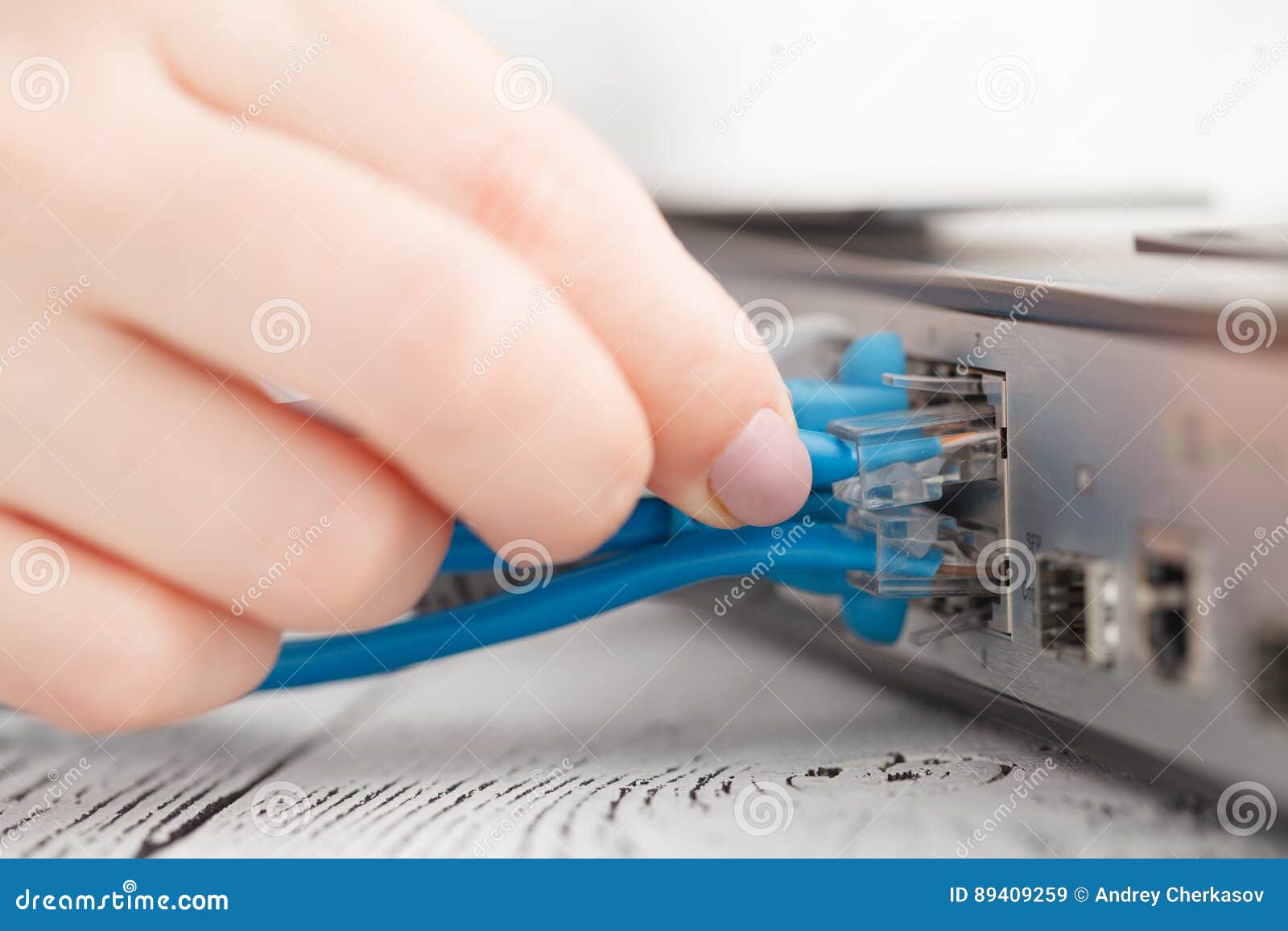 Insert Network Patch Cord in Lan Commutator Switch Stock Image - Image ...