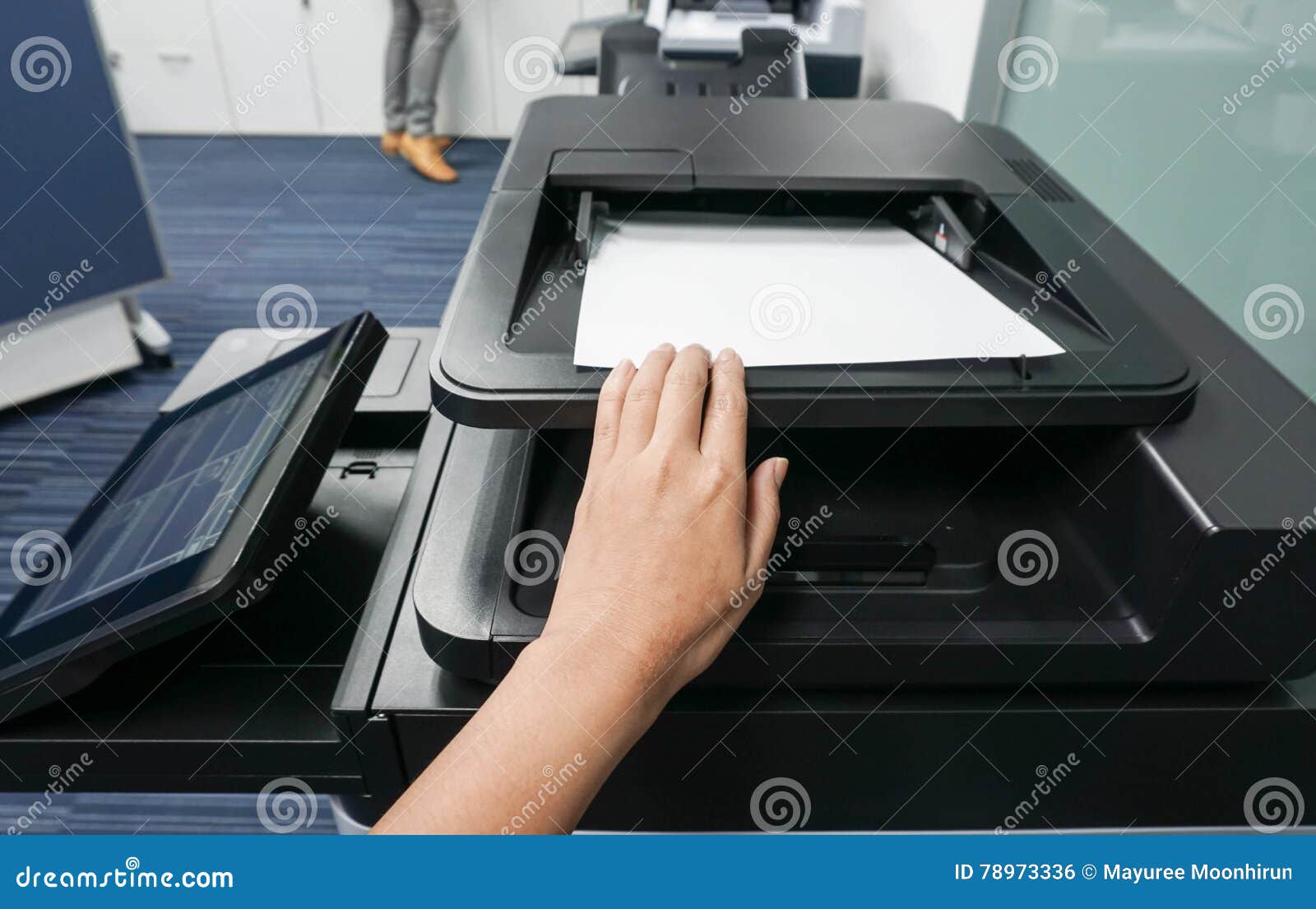 Insert Paper To Office Printer for Printing Stock Photo - Image of copy ...