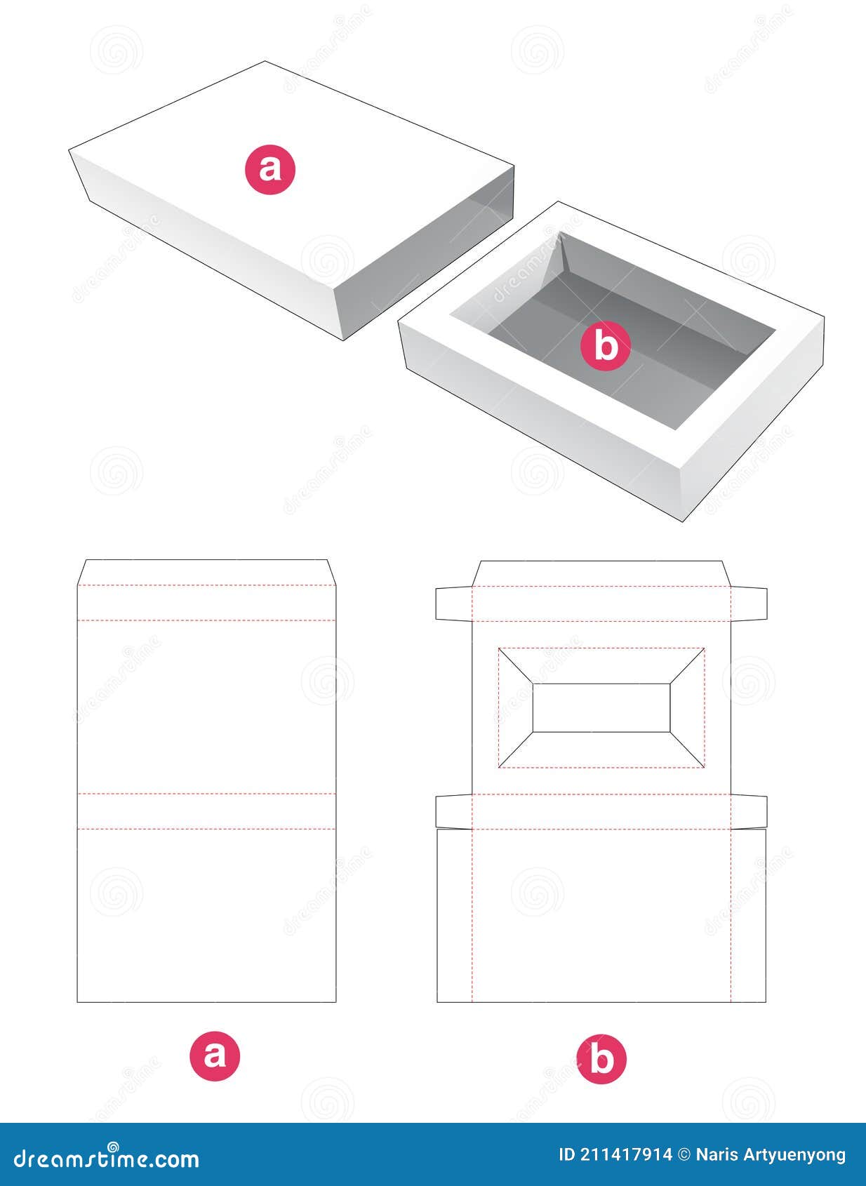 Insert Rectangular Box with Cover Die Cut Template Stock Vector ...