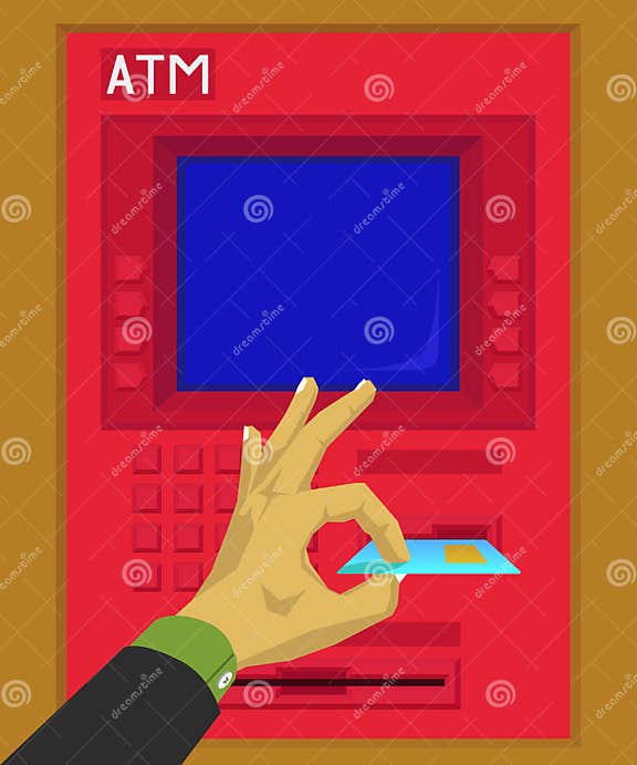 Insert or Remove a Debit Card in ATM Stock Vector - Illustration of ...