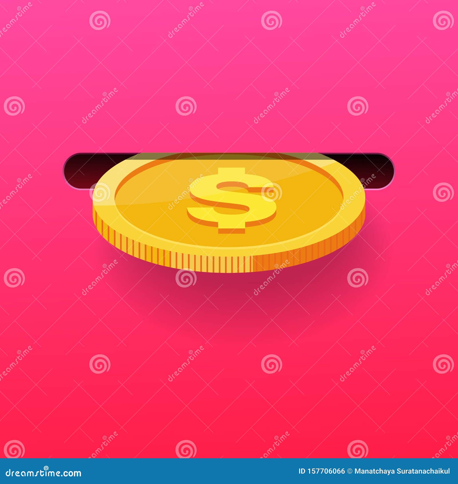 Insertar Moneda En Una Ranura Stock de ilustración - Ilustración de ...