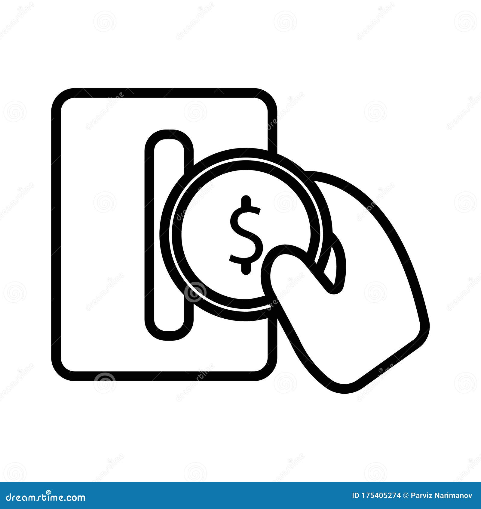 Insertar Moneda O Pagar Con Un Icono De Moneda Ilustración del Vector - Ilustración de mano ...