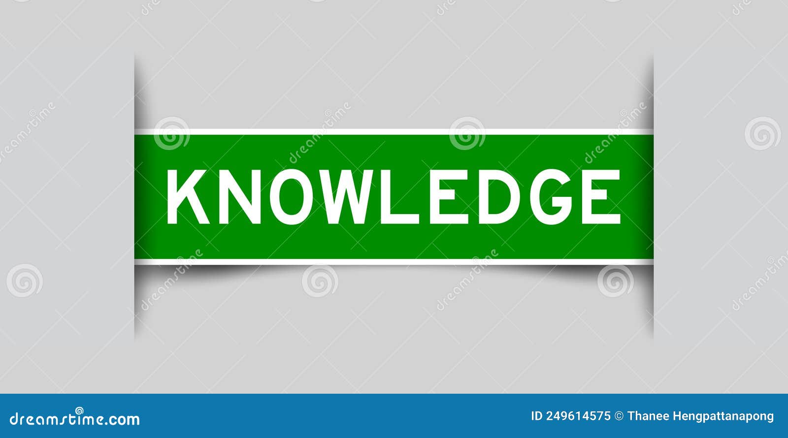 Inserted Green Label Sticker with Word Knowledge on Gray Background ...