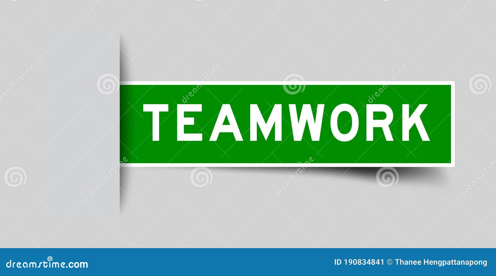 Inserted Green Sticker Label With Word Teamwork On Gray Background ...