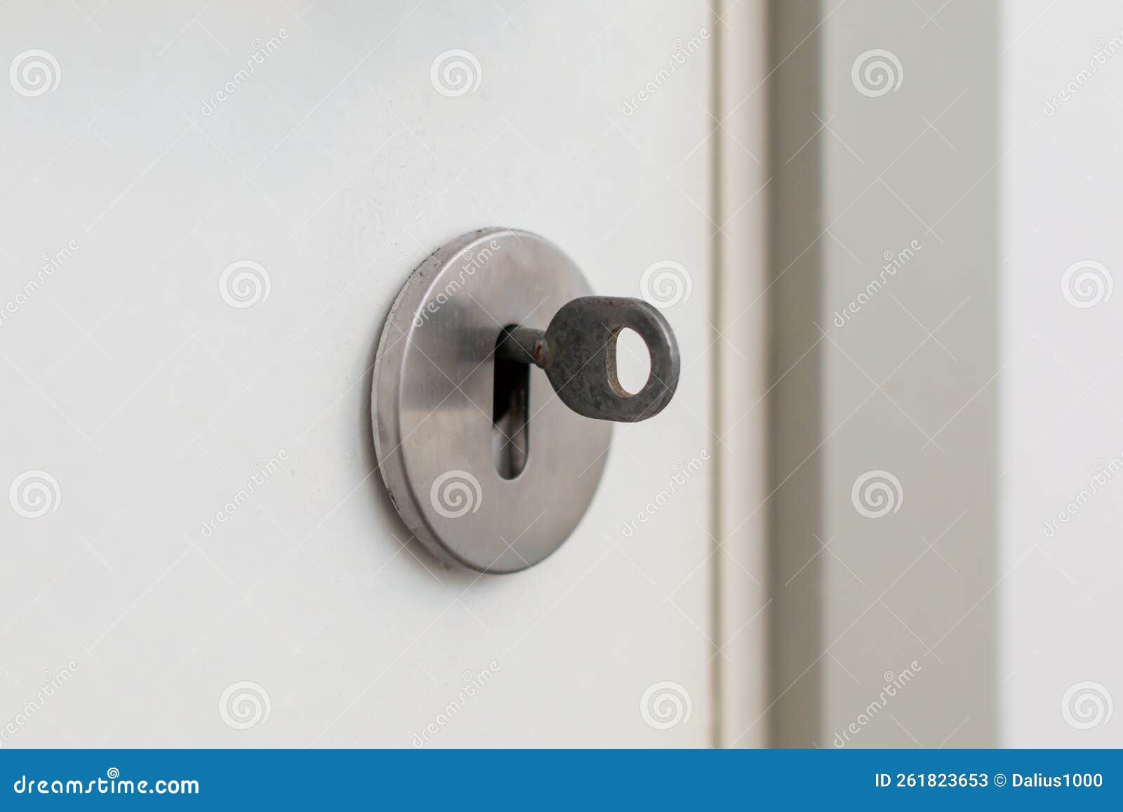 Inserted Key in To the Bathrooms Lock Stock Image - Image of restroom ...
