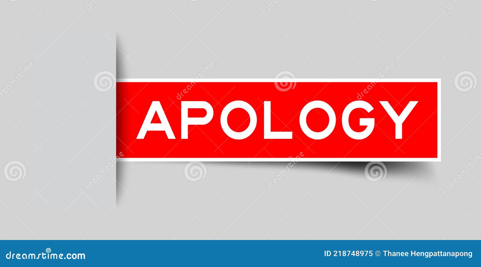 Inserted Red Sticker with Word Apology on Gray Background Stock Vector ...