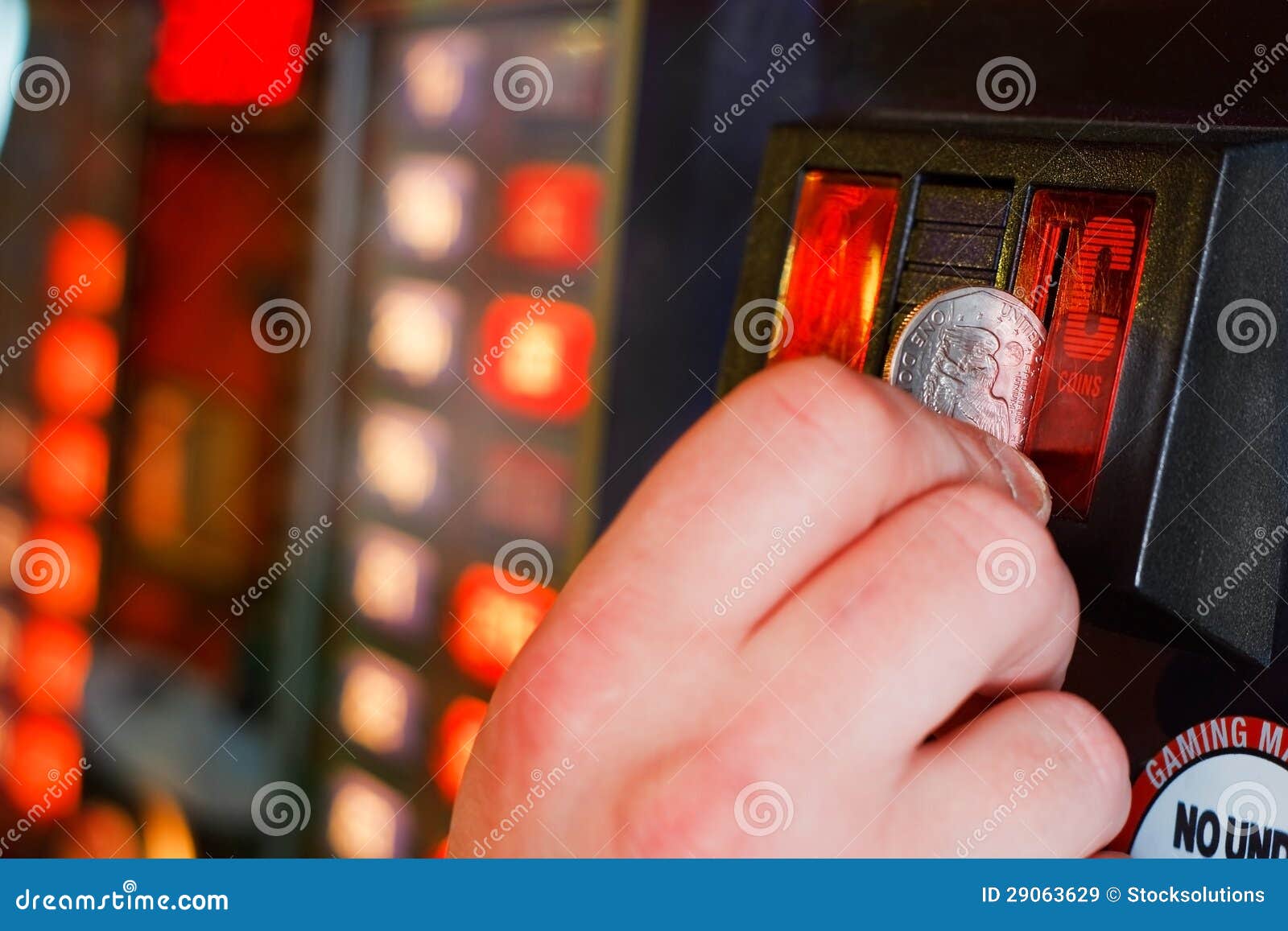 Inserting Coins into Gaming Machine Stock Image - Image of amusement ...