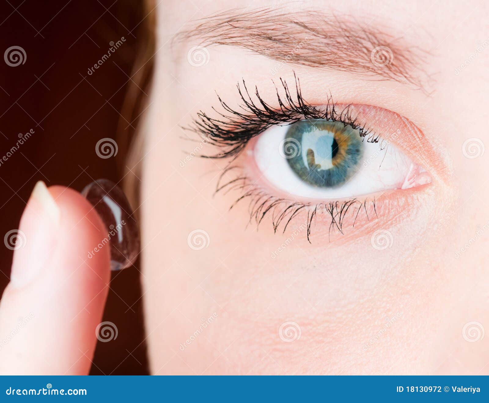 Inserting a Contact Lens in Female Eye Stock Photo - Image of optometry ...