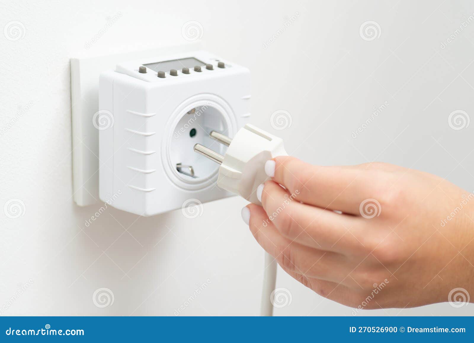 Inserting Electric Device Plug To Outlet Computer Stock Photo - Image ...