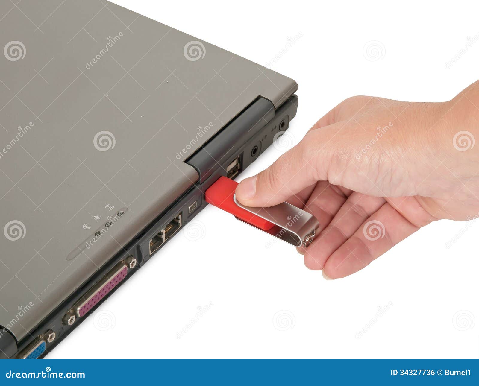 Inserting memory stick stock photo. Image of connection - 34327736