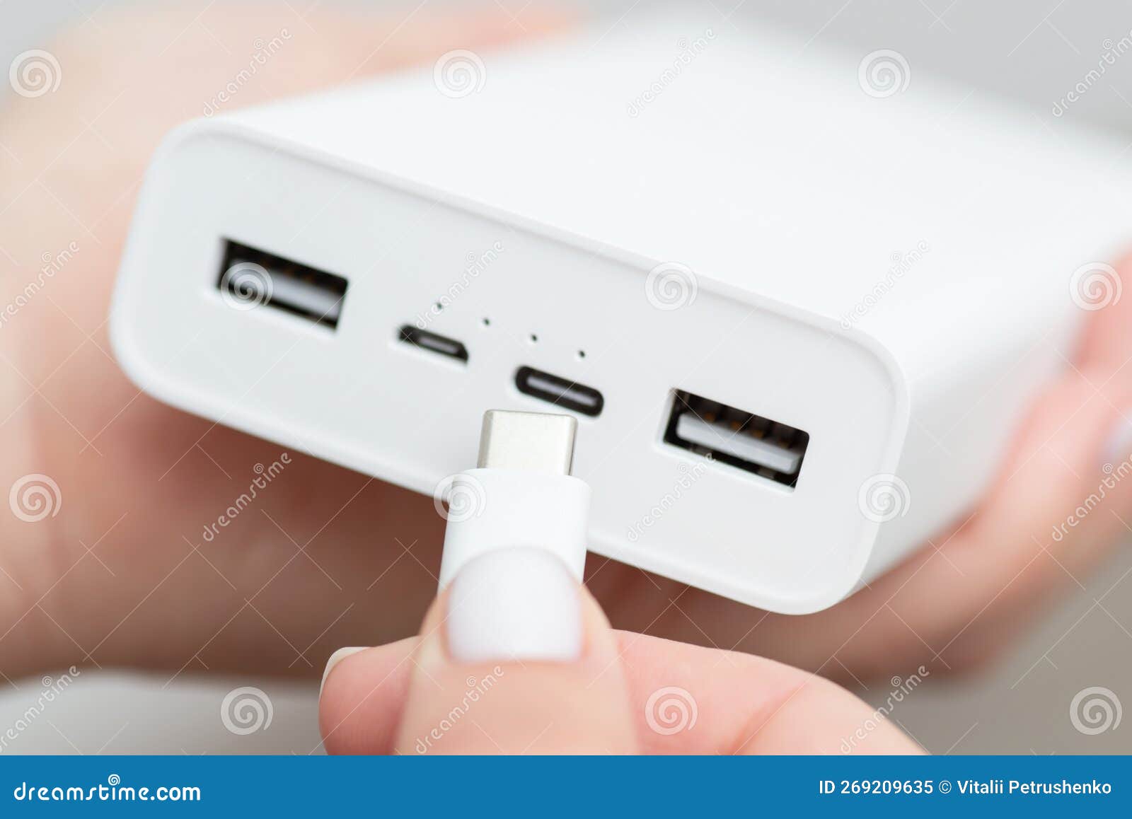 Inserting Modern Universal Usb Cable To Charge the Device Stock Image ...
