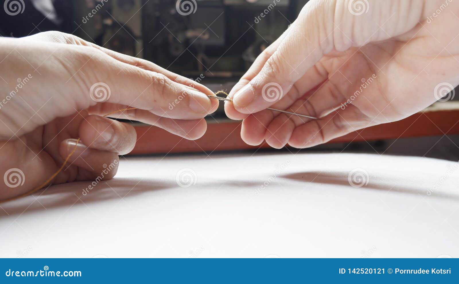 Inserting the needle stock image. Image of hand, repair - 142520121