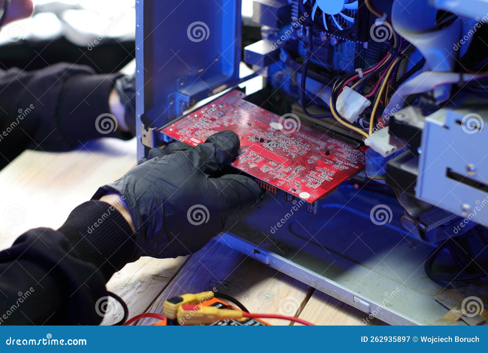 Inserting an Old Graphics Card into a Computer Stock Image - Image of ...