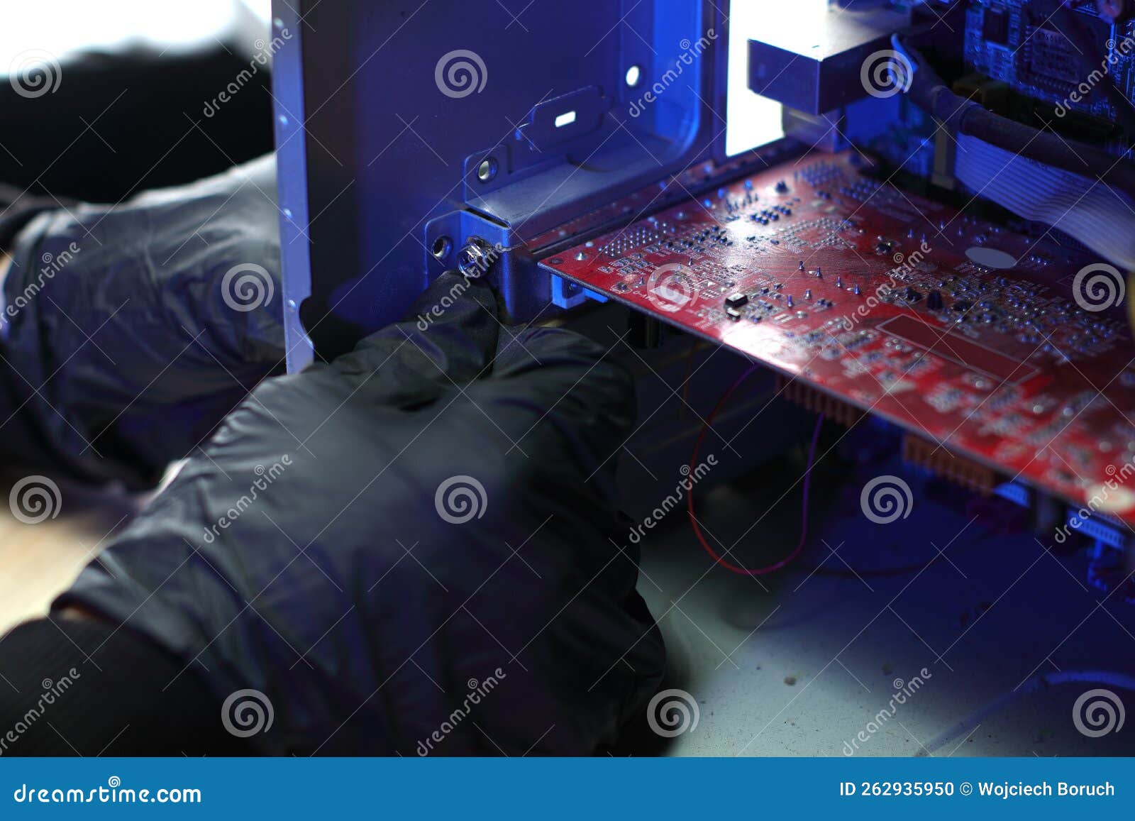 Inserting an Old Graphics Card into a Computer Stock Photo - Image of ...