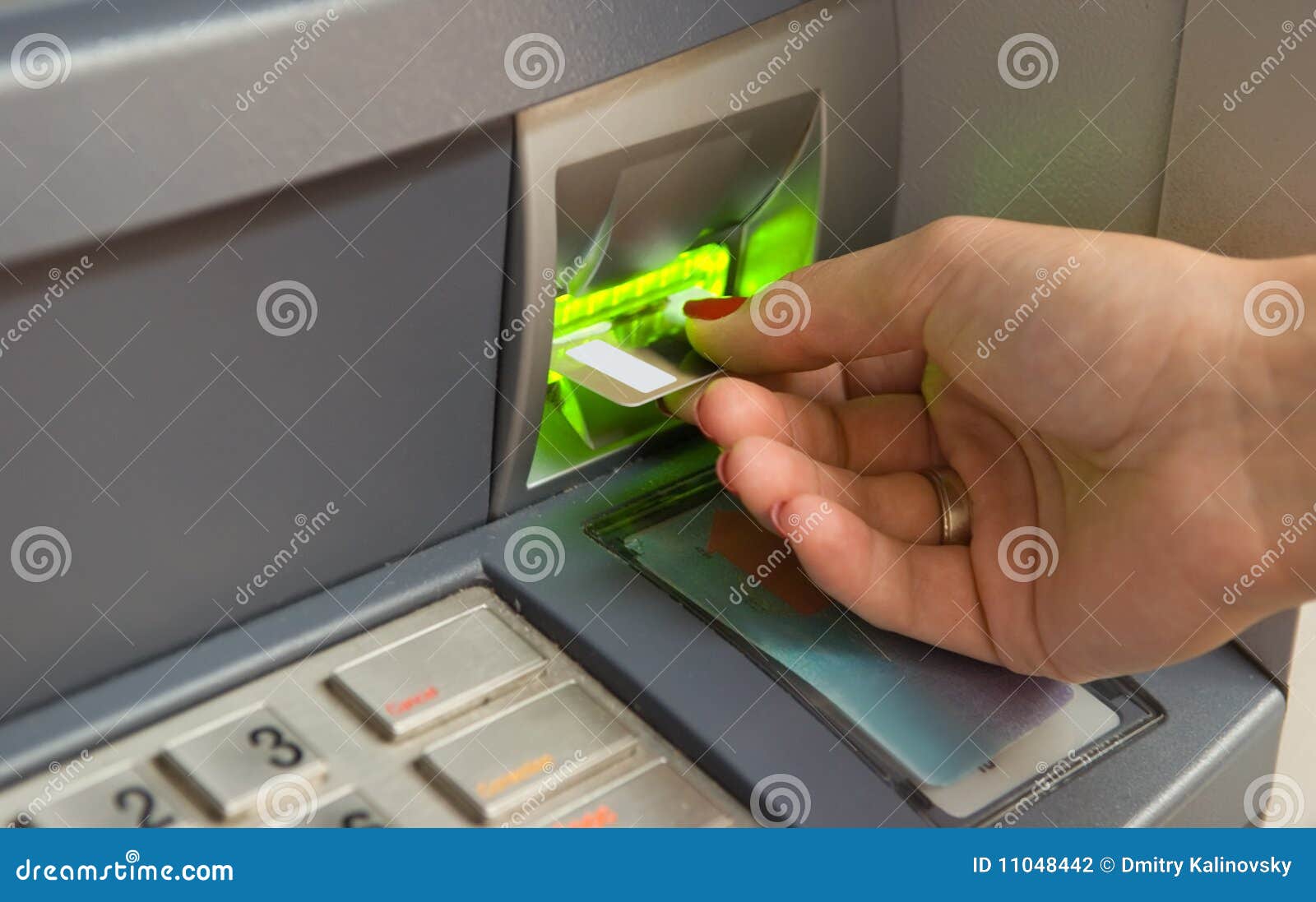 Inserting Plastic Card Visa into ATM Stock Photo - Image of automatic ...