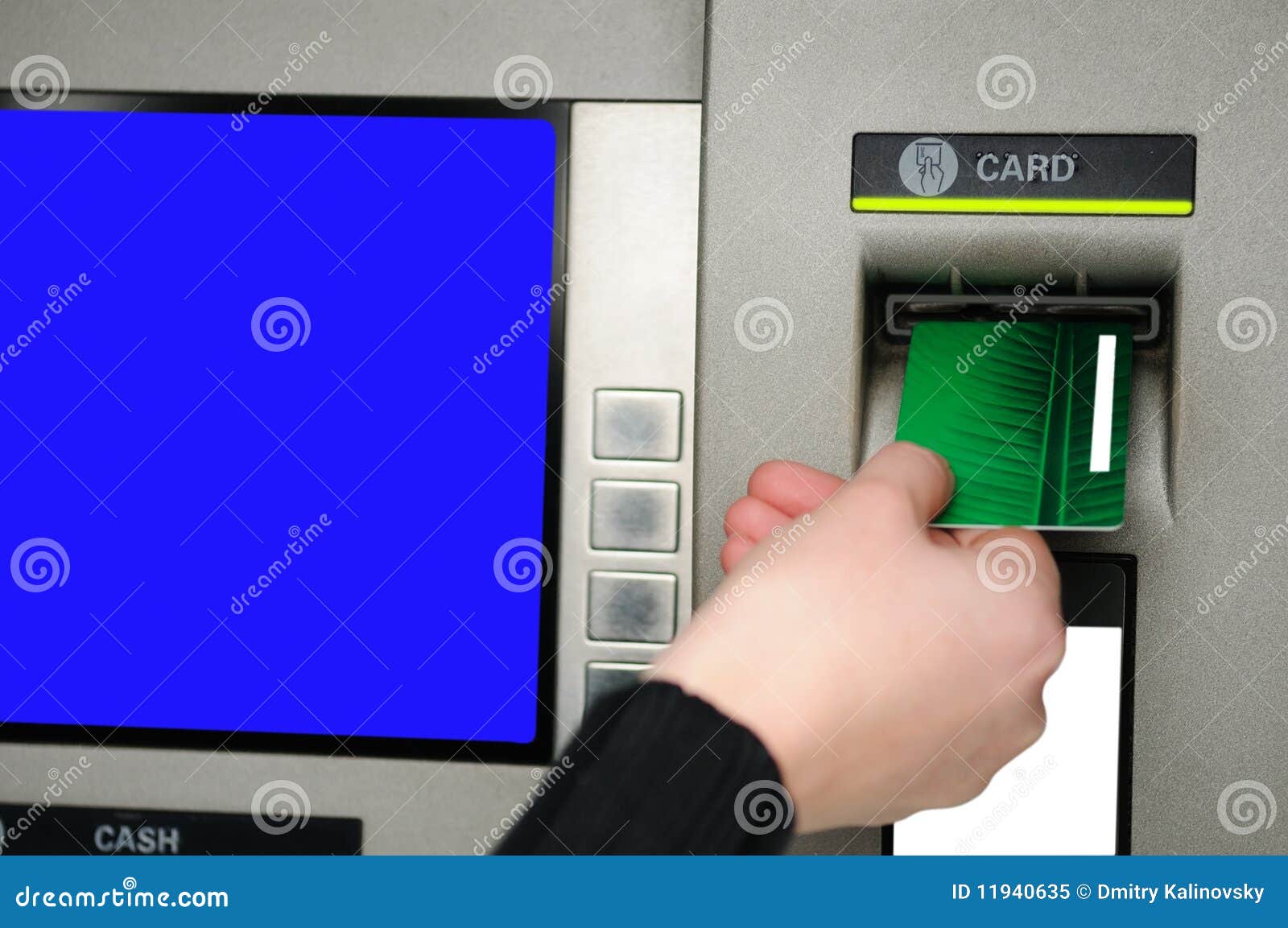 Inserting Plastic Card Visa into ATM Stock Image - Image of card ...