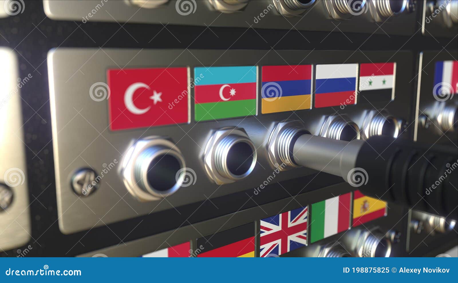Inserting Connector into a Socket with Flag of Armenia. Translation or ...