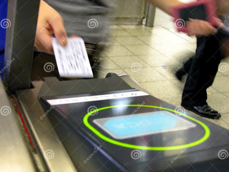 Inserting the ticket stock photo. Image of city, people - 28438