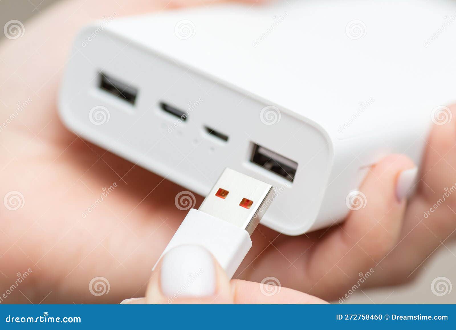 Inserting Usb Type a Cable To the Power Bank Stock Photo - Image of ...