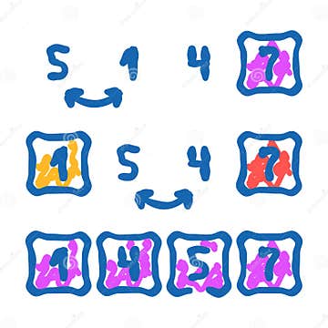 Insertion Sort Algorithm Icon Doodle Illustration Stock Vector ...