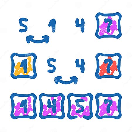 Insertion Sort Algorithm Icon Doodle Illustration Stock Vector ...