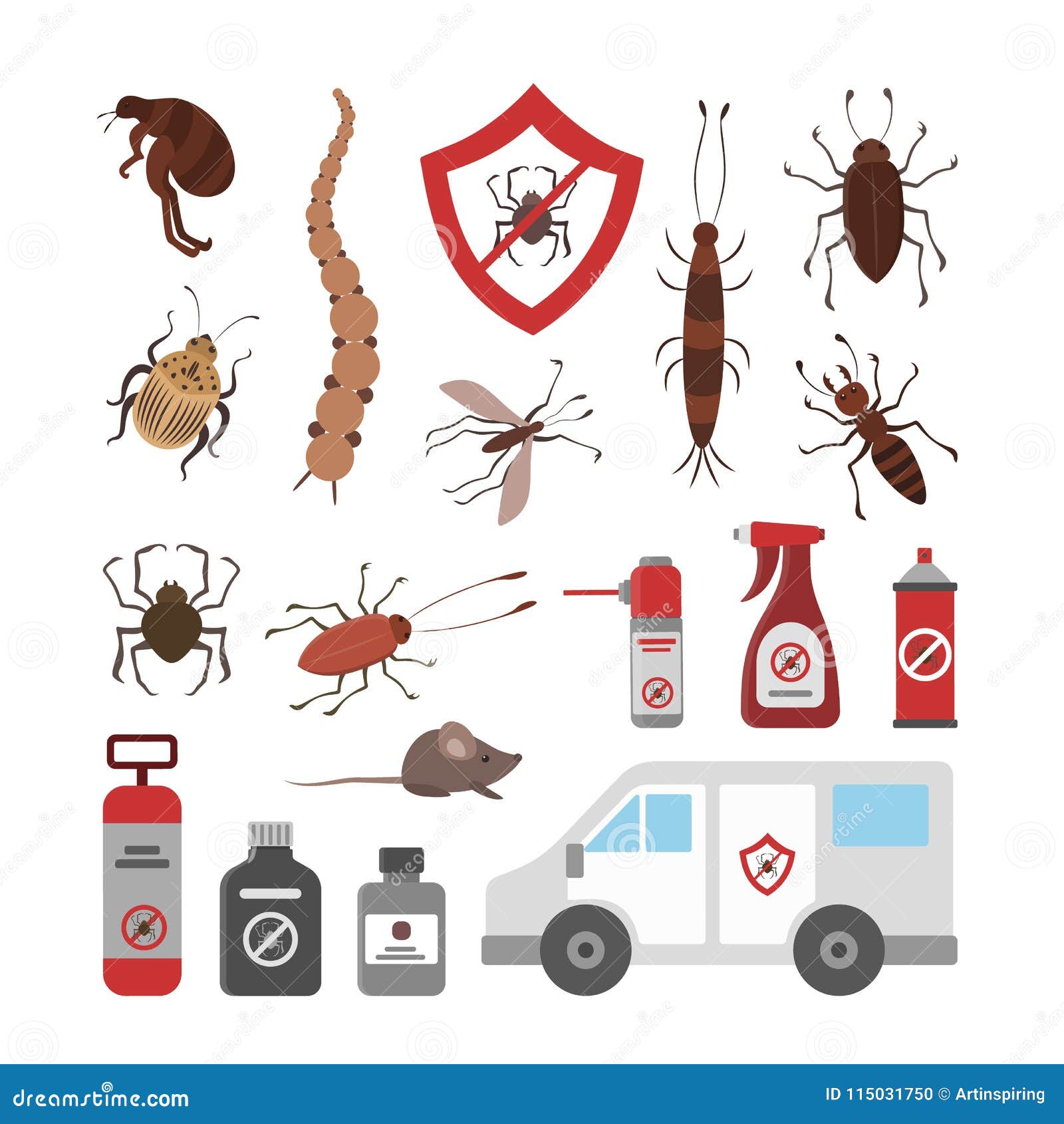 Inseticidas e insetos ilustração do vetor. Ilustração de insetos ...