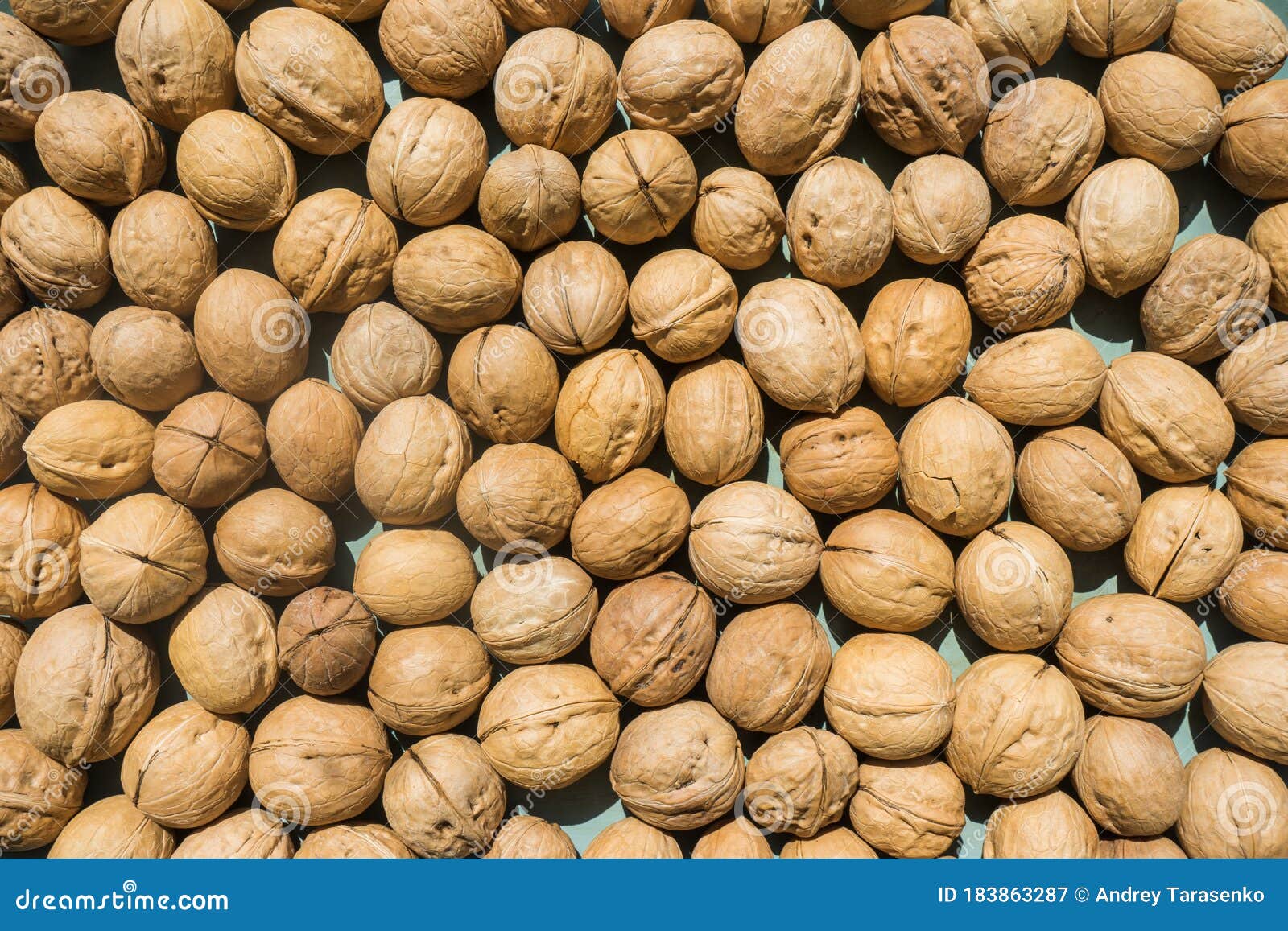 Inshell Walnuts Background. View from Above Stock Image - Image of ...