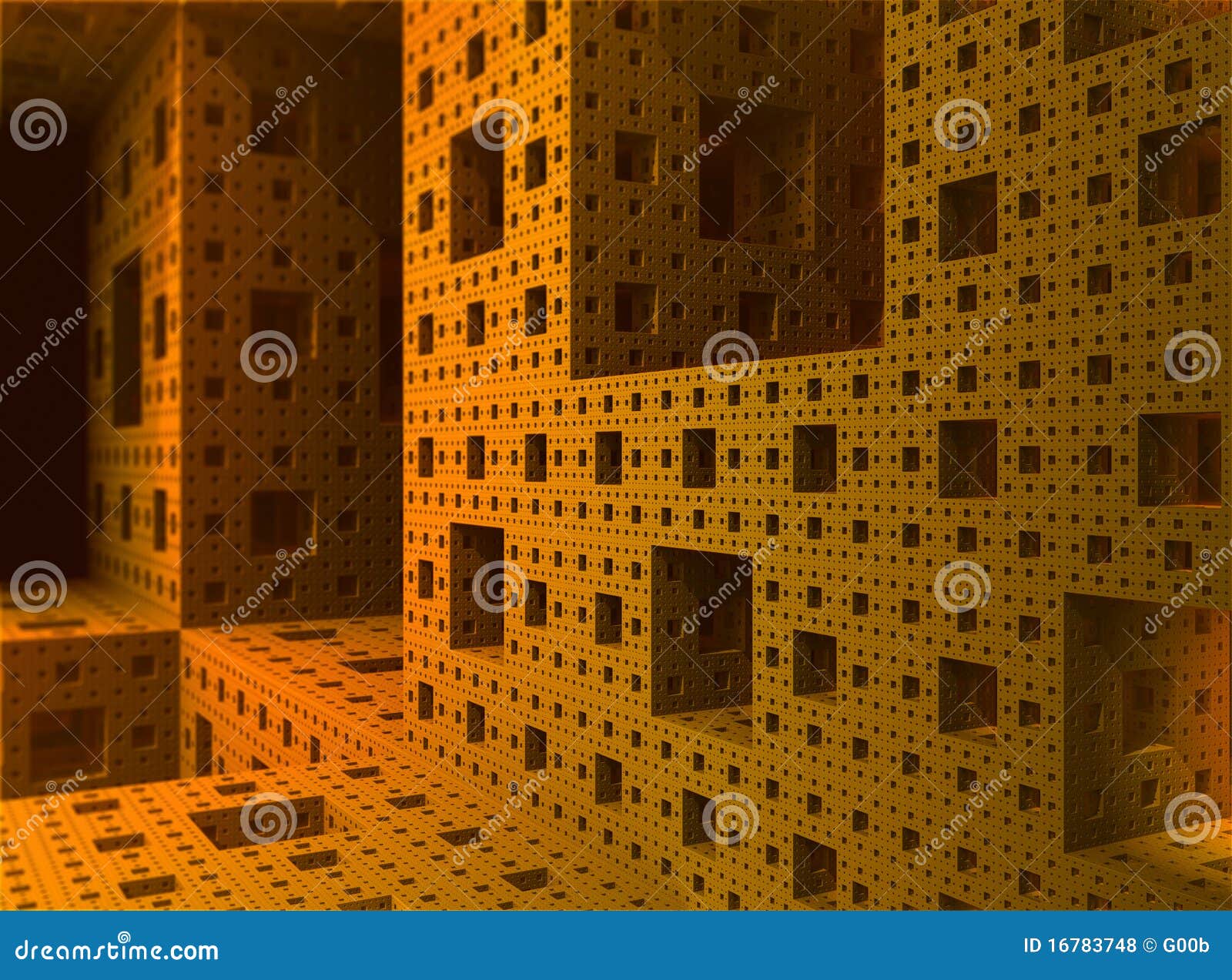 Inside a 3D Sierpinski Sponge Fractal Object Stock Illustration ...