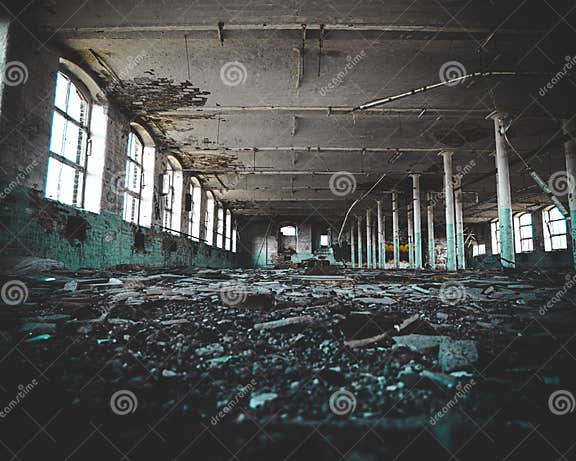 Inside of an Abandoned Destroyed Building Stock Photo - Image of ...