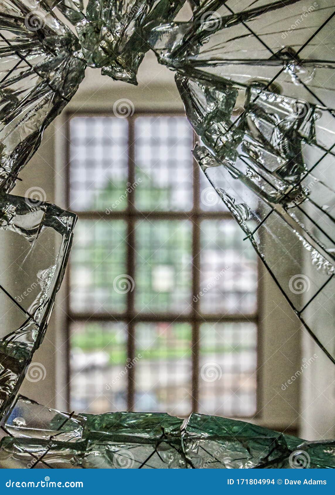 Window As Seen through a Broken Window in an Abandoned School Stock ...