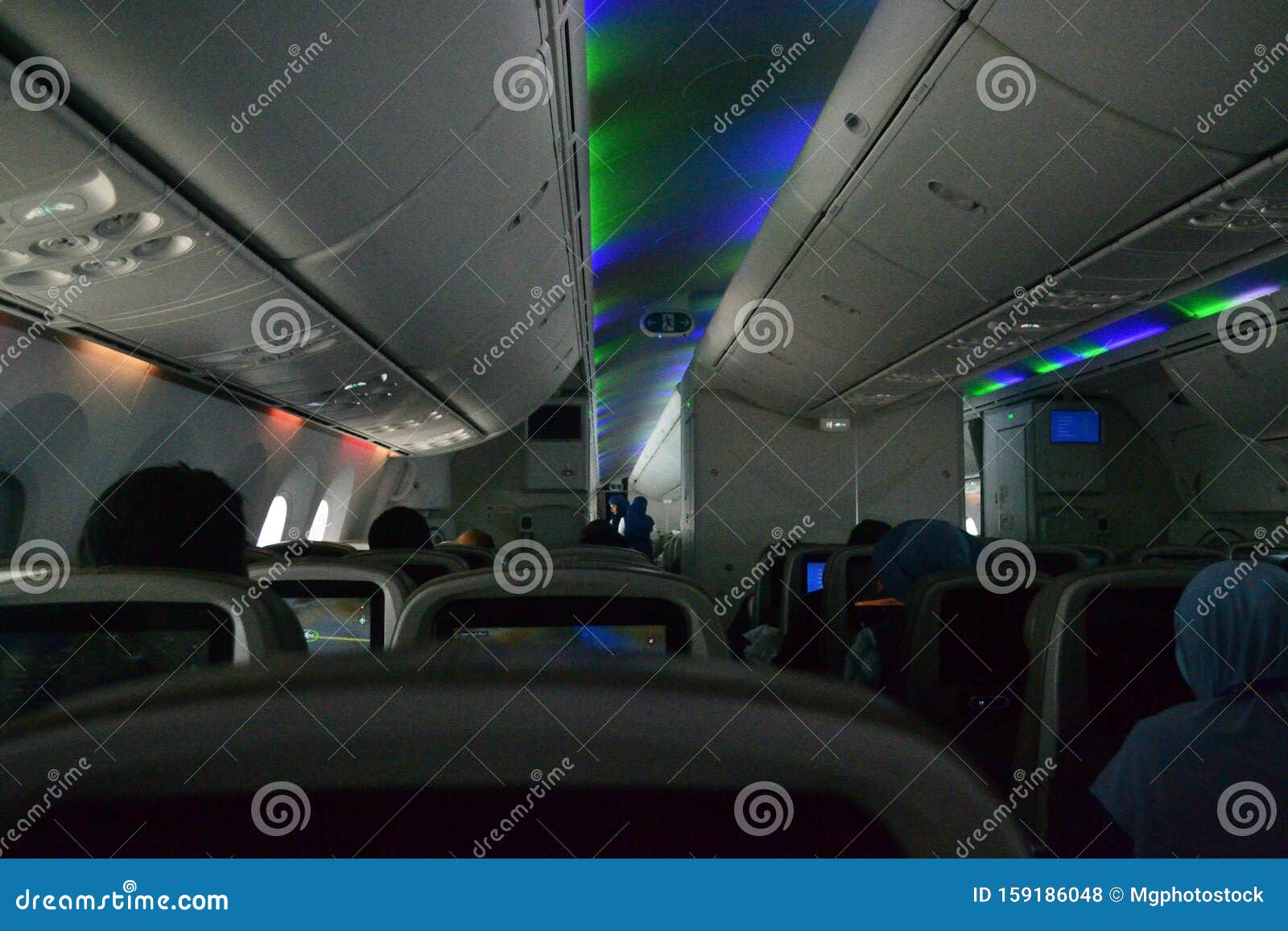 Inside Aircraft, Passengers Onboard Stock Photo - Image of travel, seat ...