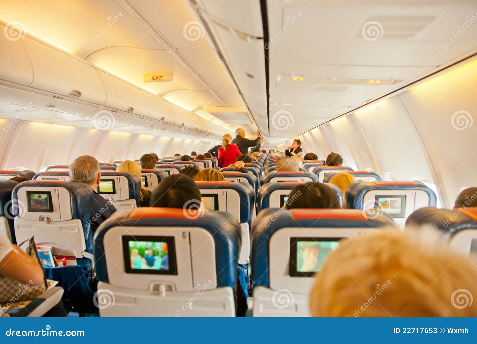 Inside an airplane editorial stock photo. Image of entertainment - 22717653