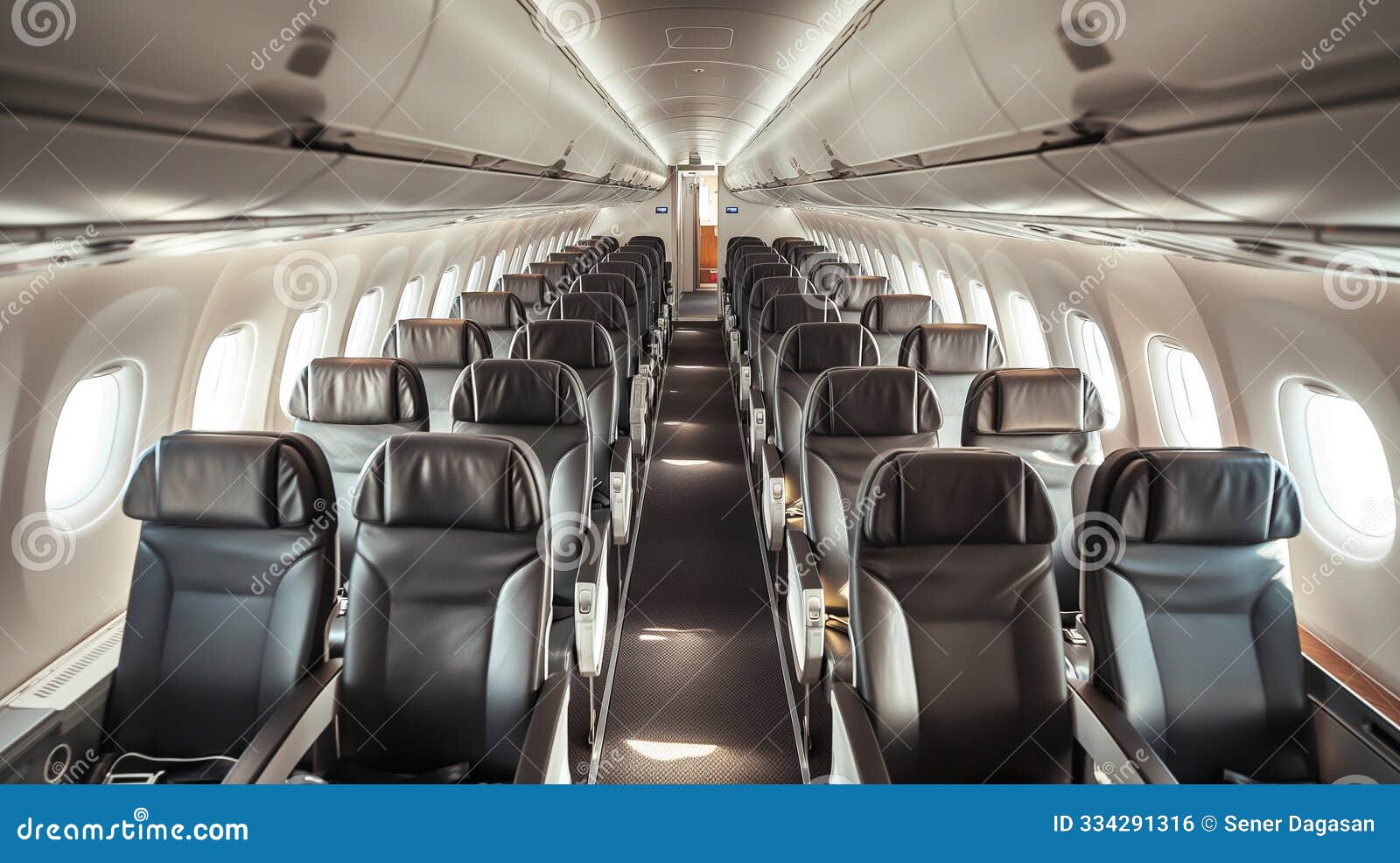 Inside of a Airplane with Empty Seats. Transportation Concept Stock ...