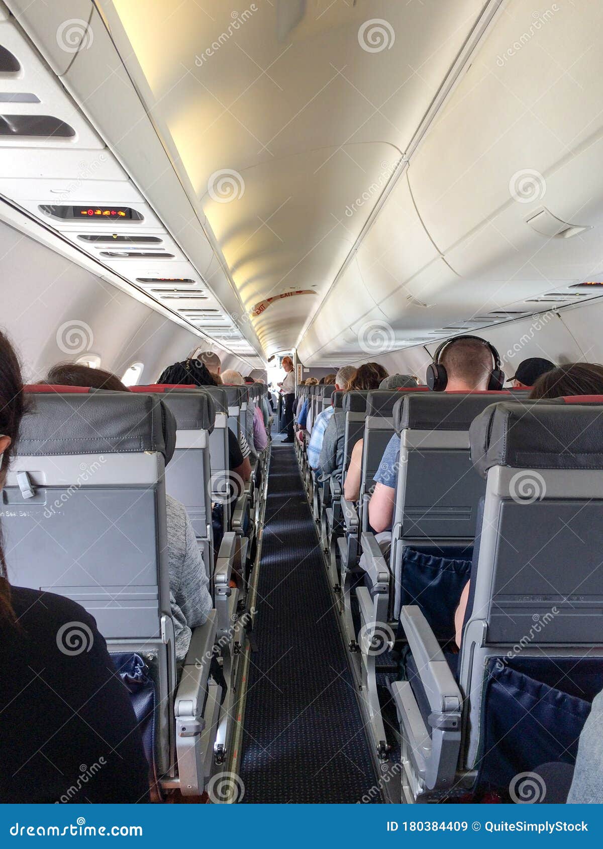 Inside Airplane with Passengers Editorial Stock Image - Image of indoor ...