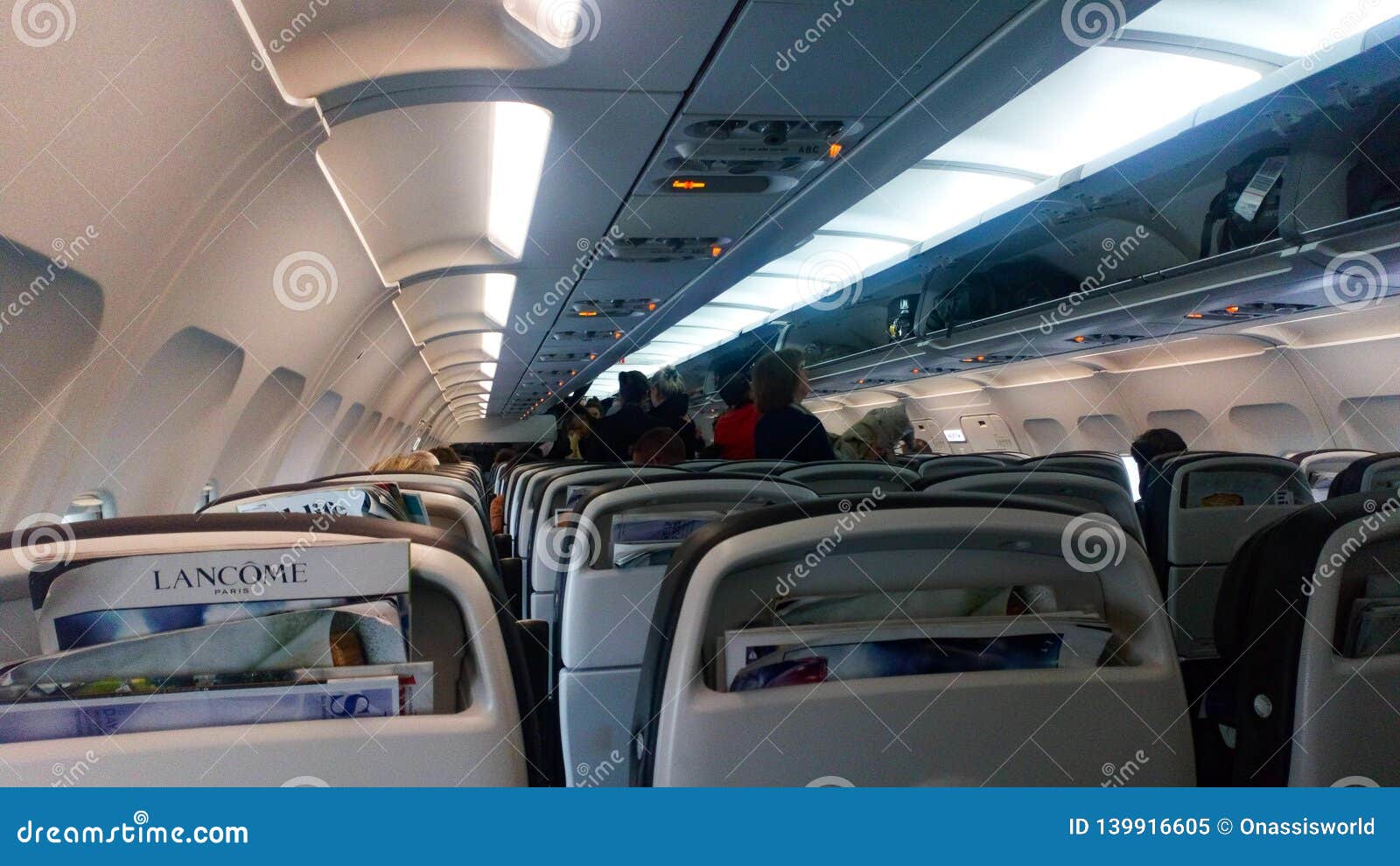 Inside of airplane editorial image. Image of inside - 139916605