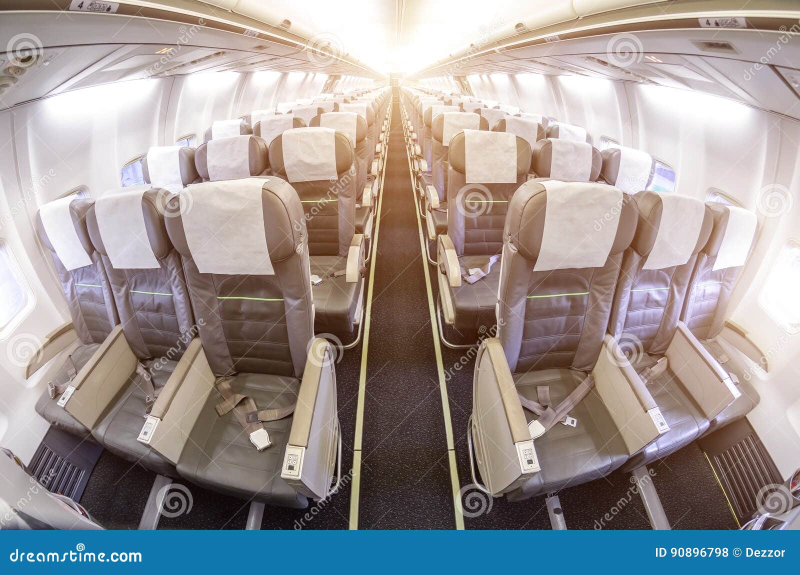 Inside Airplane View in Passenger Seats Stock Photo - Image of airplane ...